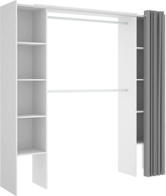 Dmora Dmora - Armoire Dgond, Structure pour dressing, Portemanteau ouvert, 180x50h205 cm, Blanc et Gris