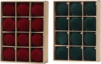Generic Lot de 24 boules de No&euml;l en velours floqu&eacute; &agrave; suspendre pour sapin de No&euml;l - D&eacute;corations en plastique incassable pour famille, vacances, f&ecirc;te de mariag