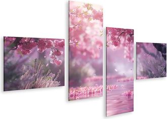 Islandburner Bild auf Leinwand Verträumte rosa Kirschblüten über dem Wasser für Schlafzimmer Romantiker Spa Bilder Wandbilder Poster