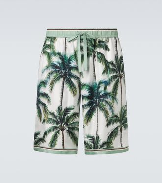 Dolce & Gabbana Bedruckte Shorts aus Seiden-Twill