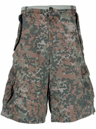 Diesel short cargo &agrave; motif camouflage - Bleu