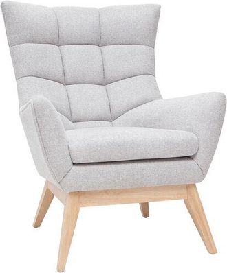 Miliboo Miliboo - Fauteuil scandinave en tissu effet velours textur&eacute; gris clair et bois clair brody