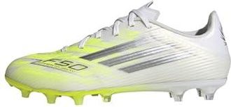 adidas Femme F50 SPARKFUSION League Low Firm Ground/Artificial Ground Football Boots Womens, FTWR White/Iron met./Hi-res Yellow, 36 2/3 EU