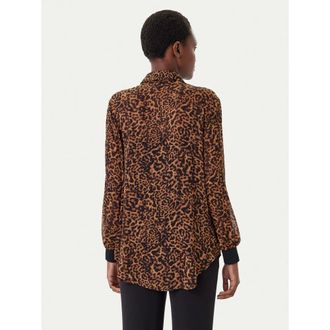 DKNY Dkny, Femme, Blouses et Chemises, Brun, Taille: 42 FR Blouse &agrave; Boutons en Mousseline Cr&ecirc;ponn&eacute;e
