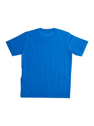 Stone Island Boys Blue Round Neck T-Shirt With Logo Patch Cotton T-Shirts And Polos