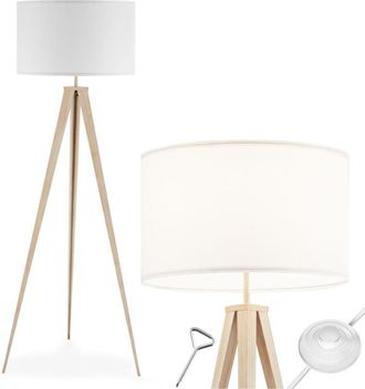 TecTake Tectake - Lampadaire Lunaris, abat-jour en tissu, tr&eacute;pied