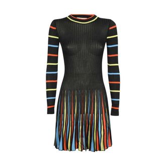 Msgm Geripptes Viskosekleid - - Dresses - Damen - Schwarzk - XS