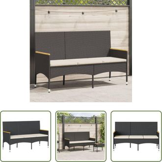 vidaXL 3-Sitzer - Gartenbank 3-Sitzer mit Kissen Schwarz Poly Rattan