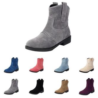 Generic Bottines de cowboy pour femme, coupe large, bottes occidentales &agrave; talon bas, bottes de marche &agrave; tige courte, bottes de cowgirl l&eacute;g&egrave;res et classiques, 