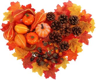 Com-Four 96-teiliges Herbstdeko-Set - Tischdeko für den Herbst - DIY Bastel-Set für Ernte- und Türkranz - große Streudeko als herbstlicher Tischschmuck, Fenste