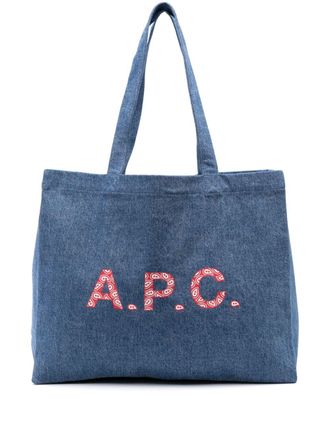 A.P.C. cabas en jean à logo imprimé - Bleu
