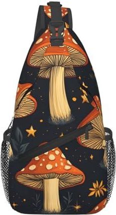 Generic Sacoche Tactique Motif de champignon Sewant amusant Casual Sling Bag Multifonction Cross Body pour Homme Femme Camping