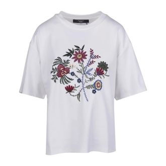 Max Mara Femme, Tops, Blanc, Taille: 38 FR T-shirt en coton avec broderies florales