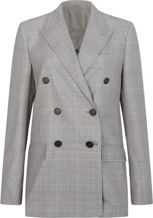 Burberry Femme, Vestes, Gris, Taille: 38 FR Grey Check Double-Breasted Tailored Blazer