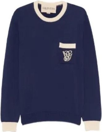 Valentino Garavani Homme, Pulls, Bleu, Taille: L Pull ras du cou