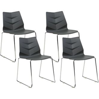 Beliani Esszimmerstuhl 4er Set Dunkelgrau Kunststoff mit Metallgestell Stapelbar Ohne Armlehnen Modern Skandi Kunststoffstuhl Konferenzstuhl K&uuml;che