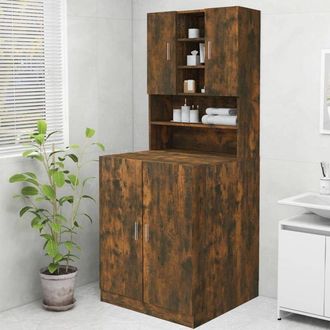 vidaXL Vidaxl - Meuble pour machine &agrave; laver Ch&ecirc;ne fum&eacute; 70,5x25,5x90 cm