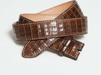 Reptiles House Synapse - KROKODIL-PRINT LEDERGÜRTEL - Braun