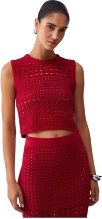 Liu Jo Femme, Pulls, Rouge, Taille: 36 FR Open Knit Top