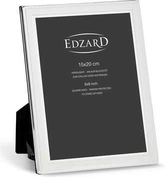 Edzard Bilderrahmen Nardo für Foto 15 x 20 cm, edel versilbert, anlaufgeschützt, mit Samtrücken, inkl. 2 Aufhängern, Fotorahmen zum Stellen und Hängen