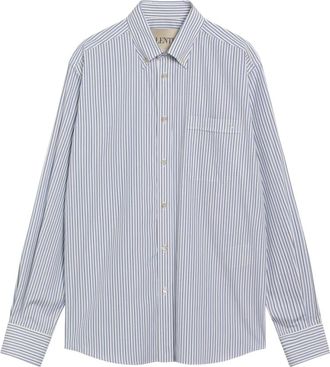 Valentino Garavani Homme, Chemises, Bleu, Taille: XL Camicia Maniche Lunghe VLogo Signature