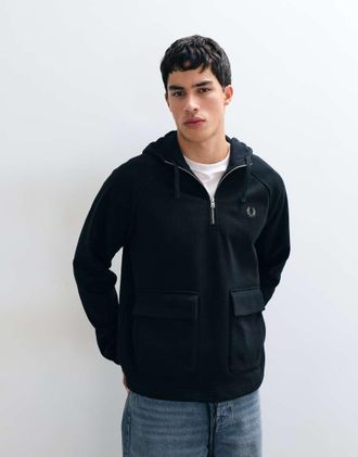 Fred Perry sweat-shirt smock &agrave; capuche noir