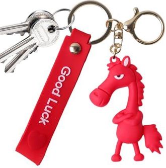 Generic Porte-cl&eacute;s cheval pour femme, breloque en caoutchouc souple de dessin anim&eacute; | Porte-cl&eacute;s Ann&eacute;e lunaire du cheval | Pour anniversaire, festival, Nouvel