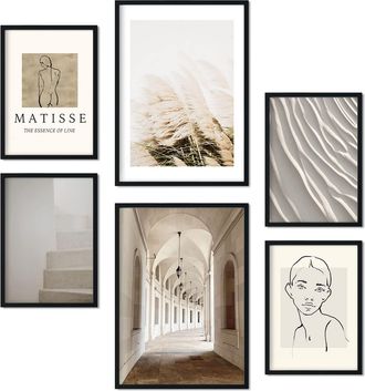 Nacnic Satz von 6 Bilder Matisse. Ästhetische Wandkunstdrucke für Schlafzimmer oder Wohnzimmerdesign. Größen A3 & A4. Ungerahmt