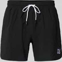 HUGO BOSS Badeshorts mit Label Patch Modell CHAFFLE SWIMTRUNK