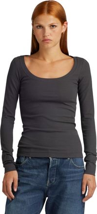 G-Star RAW Damen Slim Rib Scoop t ls wmn, Grau (Shadow D23786-D493-992), S