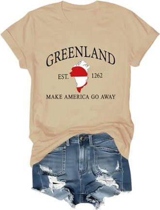 Generic Greenland T-shirt Make America Go Away pour homme et femme, kaki, 3XL