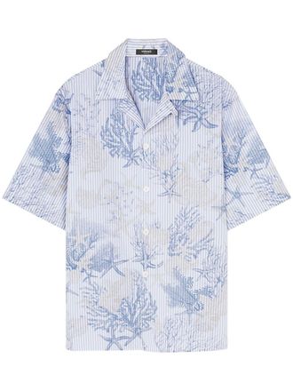 Versace Gestreiftes Barocco Hemd - Blau