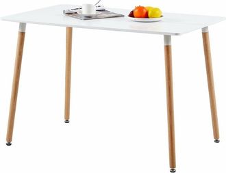 Eggree Eggree - Table de salle &agrave; manger rectangulaire en panneaux de fibres - Style scandinave - 110 x 70 x 73 cm - Pieds en h&ecirc;tre massif