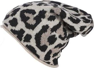 Zwillingsherz Bonnet Slouch au design Leo avec cachemire - Bonnet tricoté de qualité supérieure pour femme et fille - Chapeau - Paillettes étoile - Taille unique - 