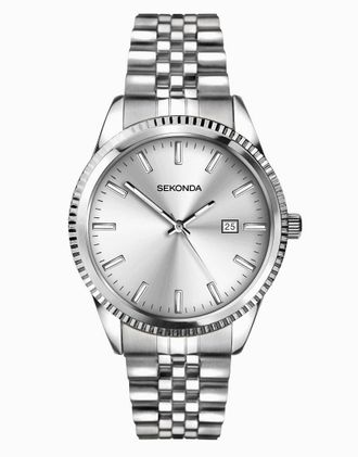 Sekonda King - Montre classique pour homme 40 mm avec bracelet en acier inoxydable et cadran argent&eacute; - Argent&eacute;
