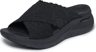 Skechers Pantolette SKECHERS ARCH FIT 2.0 SANDAL-, Damen, Gr. 37, schwarz unifarben, Textil, Schuhe Pantolette, Sandale, Sommerschuh, Strandschuh in veganer Ma