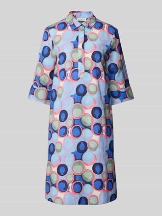 Christian Berg Hemdblusenkleid aus Leinen mit kurzer Knopfleiste und 3/4-Arm
