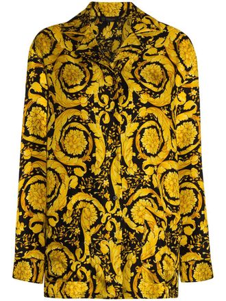 Versace Seidenhemd mit Barock-Print - Schwarz