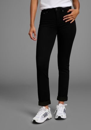 Arizona Slim-fit-Jeans ARIZONA Ultra Stretch, Damen, Gr. 34, N-Gr, schwarz (schwarz schwarz), Obermaterial: 63% Baumwolle, 32% Polyester, 5% Elasthan, unifarb
