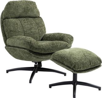 M&S Collection M&s - Fauteuil et repose pied en tissu kaki chiné - atlas