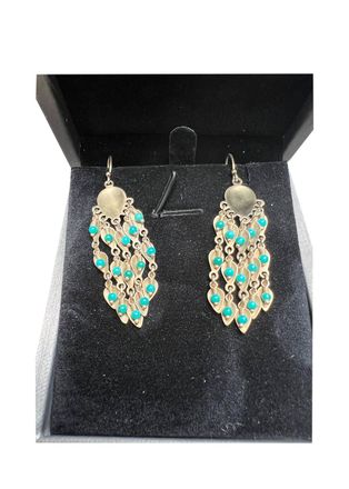 Bespoke Me&Ro Gold Tone Leaf Shaped Beaded Earrings