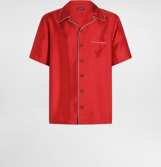 Dolce & Gabbana Hemd Hawaii Aus Seidentwill - Mann Hemden Red 38