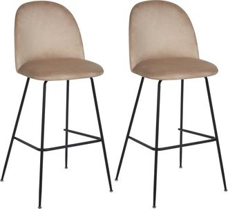Beliani Beliani - Lot de 2 Chaises de Bar Glam en Velours Rembourrées et Acier Taupe Arcola