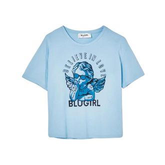 Blugirl L&auml;ssiges Baumwoll-T-Shirt f&uuml;r Frauen - - Tops - Damen - Blau - XS