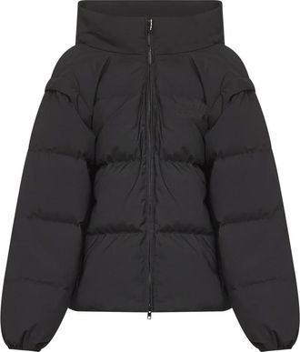 Maison Margiela Femme, Vestes, Noir, Taille: 36 FR Manteau Noir en Nylon avec Manches Détachables