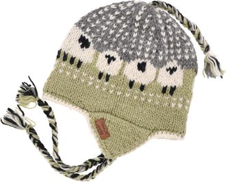 Guru Shop Wollm&uuml;tze mit Ohrenklappen, Norwegerm&uuml;tze, Winterm&uuml;tze Sheep - Hellgr&uuml;n, Herren/Damen, Wolle