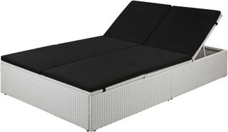 vidaXL Sonnenliege mit Auflage Poly Rattan Schwarz Vidaxl