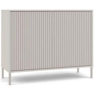 Topeshop Kamaro - Moderner Kommode mit 4 Regalen und 2 T&uuml;ren - 82,5x103,5x40 cm - Beige Cachemire mit Rillenfront