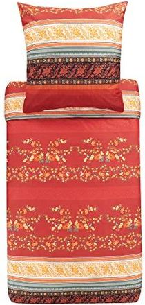 Bassetti Bettwäsche Garnitur Orosei R1 aus Baumwolle Mako-Satin in der Farbe Rot 2-Teilig mit Reißverschluss, Maße: 200cm x 200cm, 80cm x 80cm, 9323456