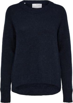 Selected Femme Slflulu Ls Knit O-neck B Noos Sweater, Dark Sapphire, M EU